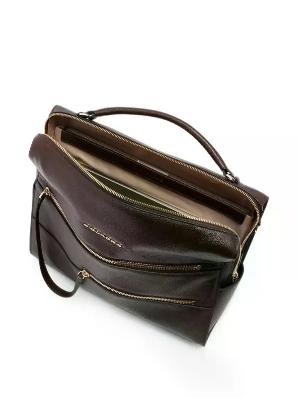 PIQUADRO Dark Pebbled Grain Logo Laptop Bag