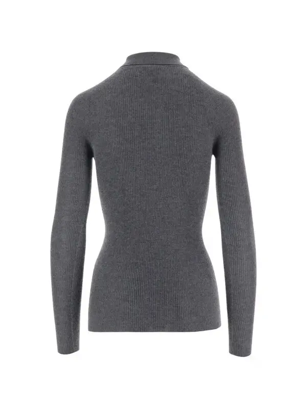 SA SU PHI Ribbed Knit Long Sleeve Polo Shirt