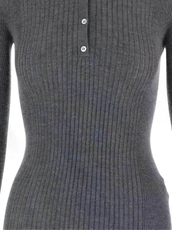 SA SU PHI Ribbed Knit Long Sleeve Polo Shirt