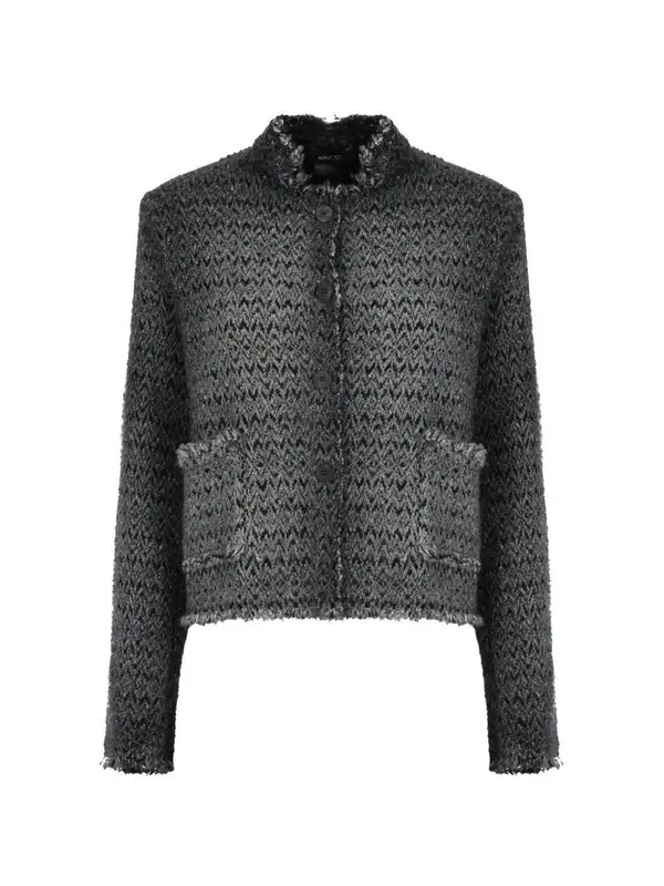 Avant Toi Chevron Knit Distressed Jacket