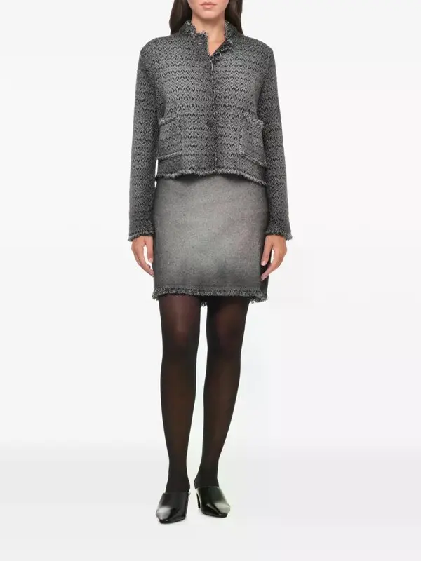 Avant Toi Chevron Knit Distressed Jacket