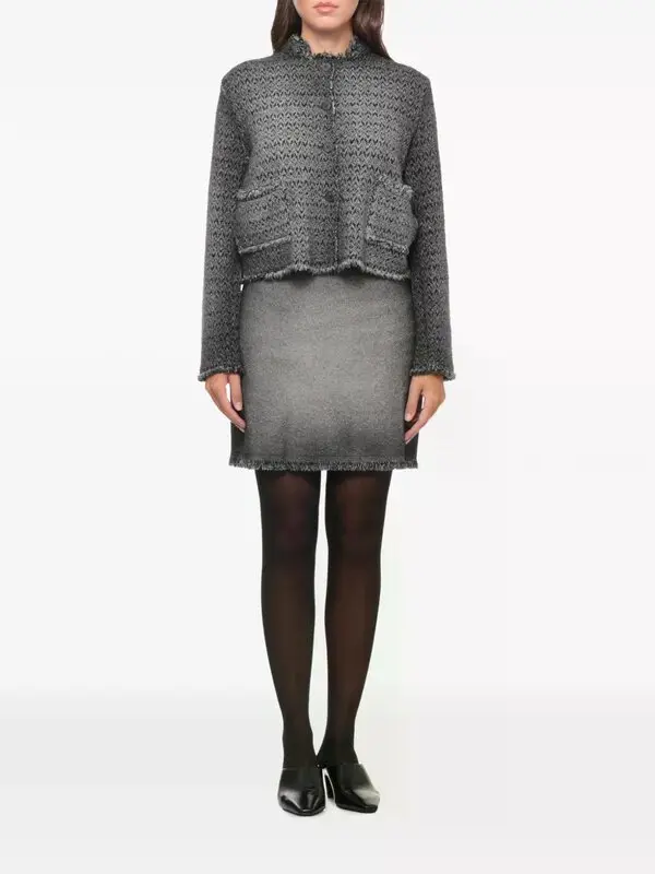 Avant Toi Chevron Knit Distressed Jacket