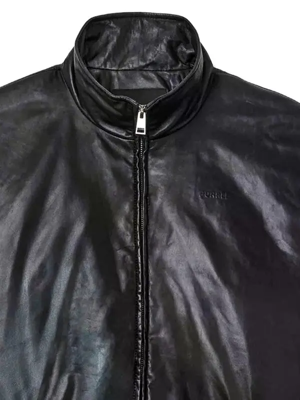 PURPLE BRAND Zip-up Leather Jacket - Black