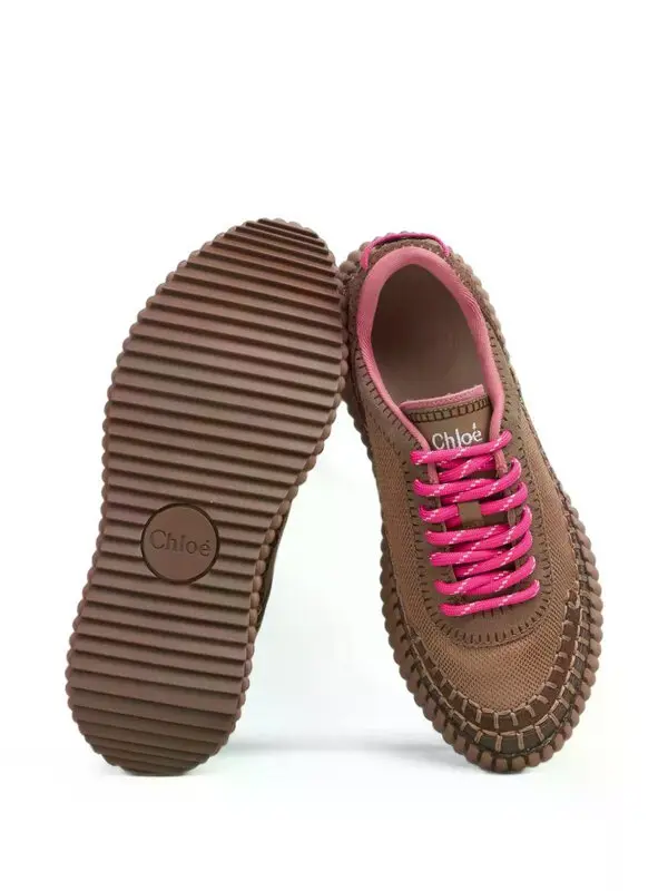Chloé Nama Whipstitch Mesh Sneakers - Brown
