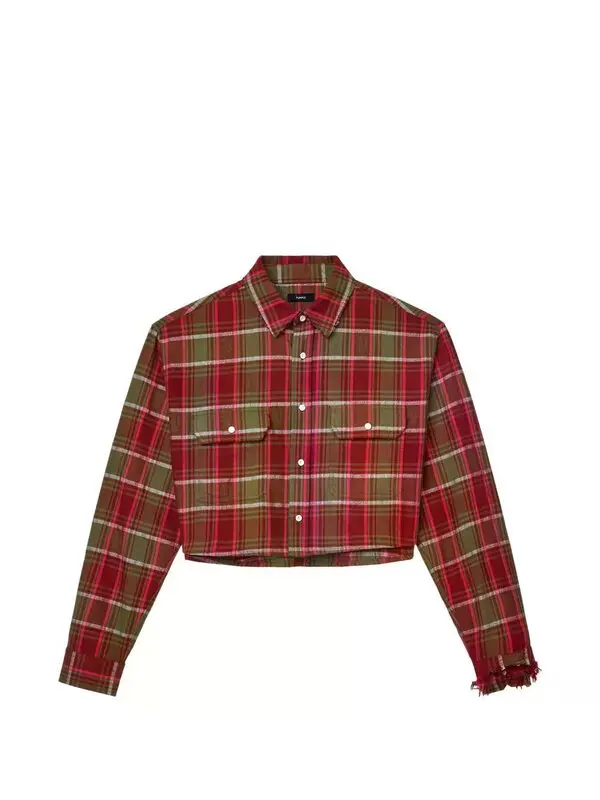 PURPLE BRAND Cropped Plaid Shirt - Red