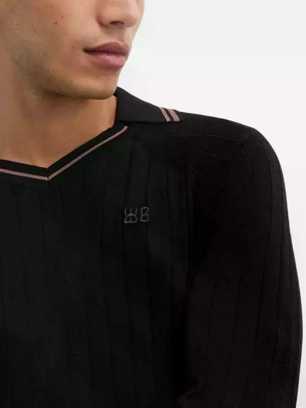 WALES BONNER Ribbed-knit V-neck Sweater