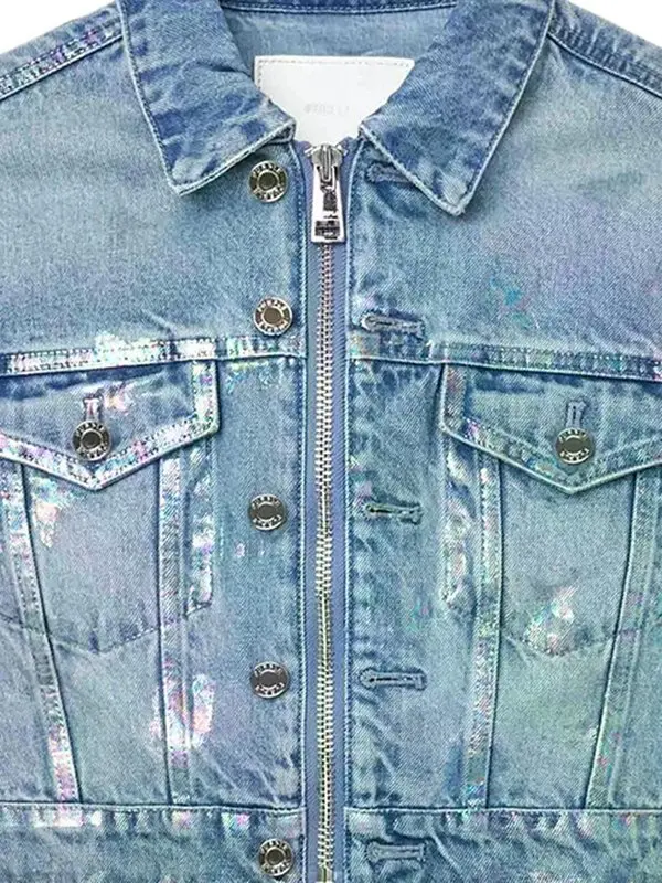 PURPLE BRAND Monogram Cropped Denim Jacket