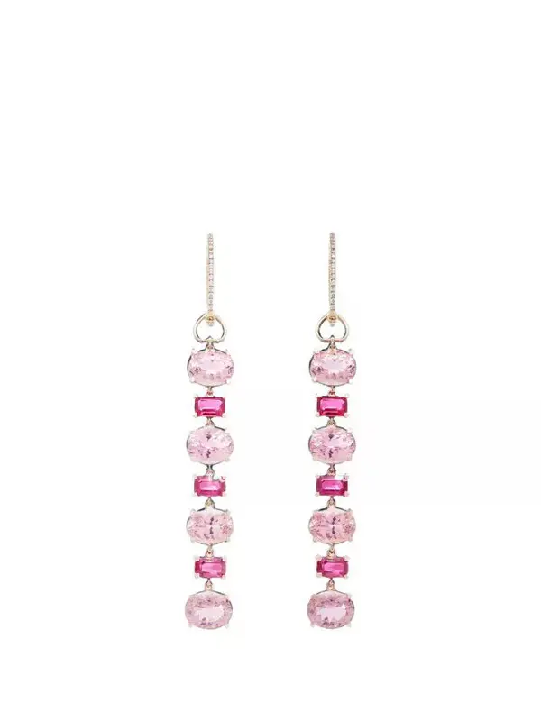 LISA NIK Tourmaline And Ruby Drop Earrings
