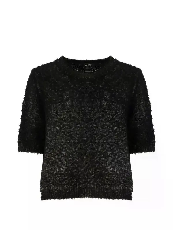 Avant Toi Bouclé-knit Short-sleeve Sweater - Black
