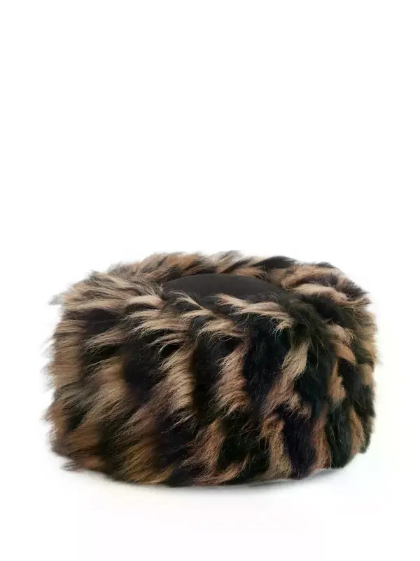 Valentino Garavani Lamb Fur Hat With Metal Vlogo Detail - Brown
