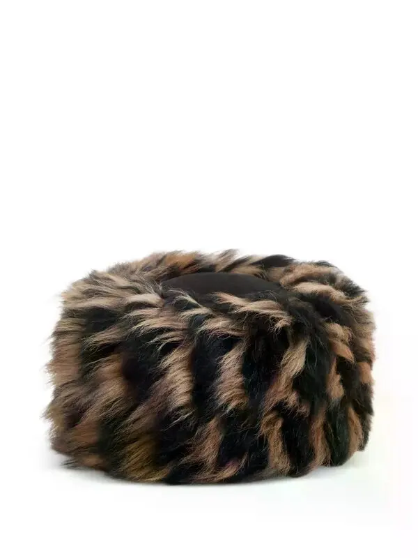 Valentino Garavani Lamb Fur Hat With Metal Vlogo Detail - Brown