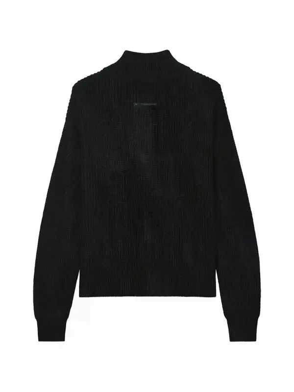 FIVE CM Ribbed Knit Half-zip Sweater With Logo Plaque