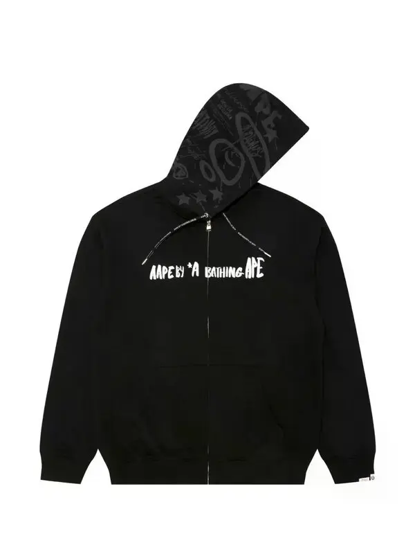AAPE BY *A BATHING APE Logo-print Graphic-hood Hoodie - Black