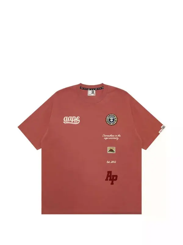 AAPE BY *A BATHING APE Logo-patch Graphic-print T-shirt - Red