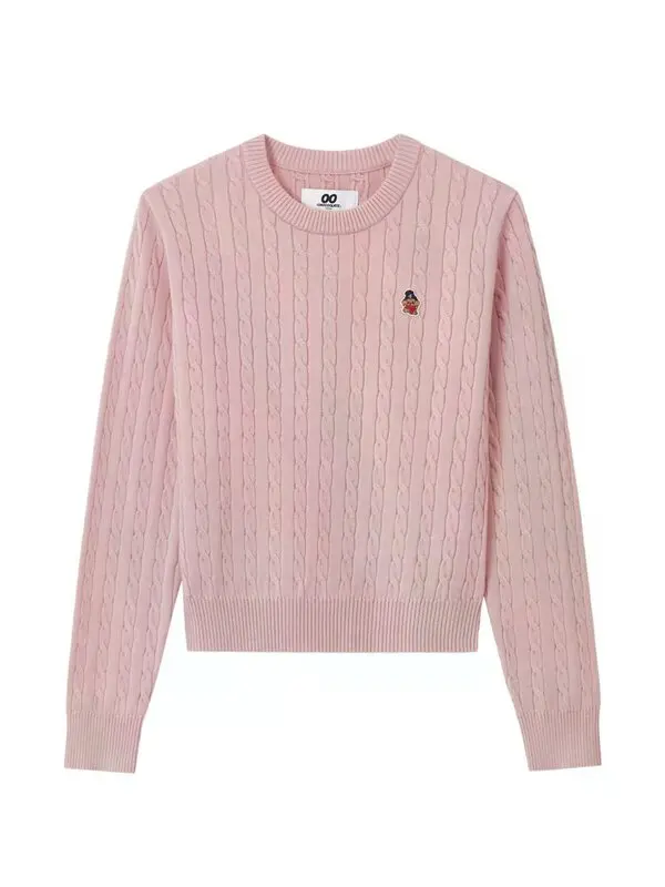 CHOCOOLATE Cable-knit Logo-patch Sweater - Pink