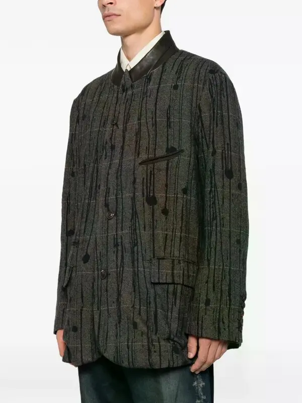ZIGGY CHEN Check Paint-splatter Blazer