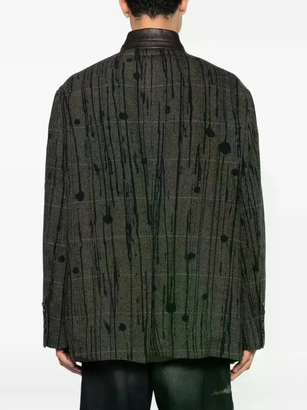 ZIGGY CHEN Check Paint-splatter Blazer