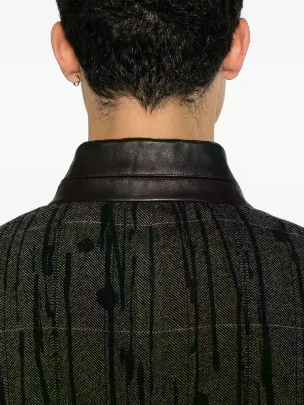 ZIGGY CHEN Check Paint-splatter Blazer