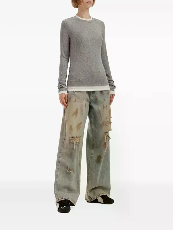 TOUT A COUP Layered-effect Ruched Long-sleeve T-shirt