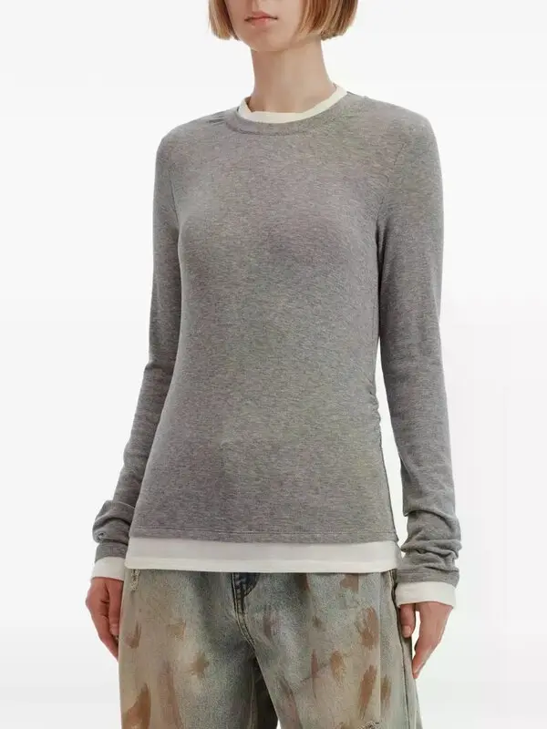 TOUT A COUP Layered-effect Ruched Long-sleeve T-shirt