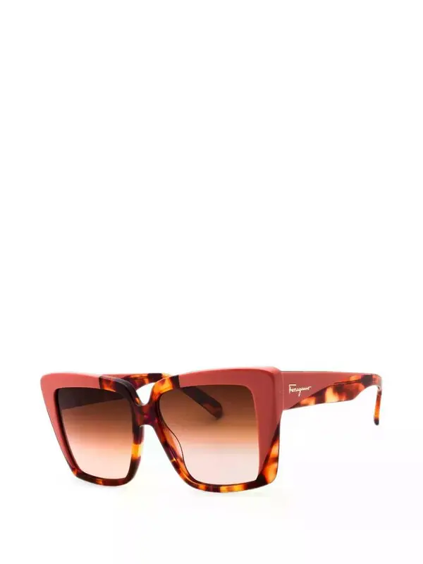 FERRAGAMO Square-frame Tortoiseshell-effect Sunglasses - Red