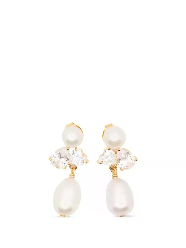 Completedworks Pearl And Zirconia Drop Earrings - Gold