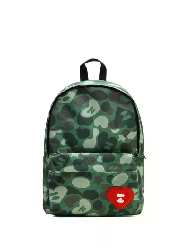 AAPE BY *A BATHING APE Camouflage-print Heart-patch Backpack - Green