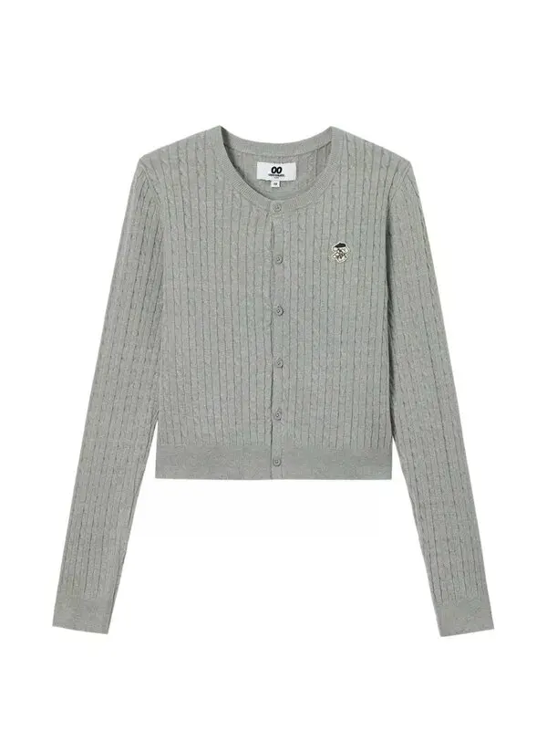 CHOCOOLATE Cable-knit Embroidered Cardigan - Grey