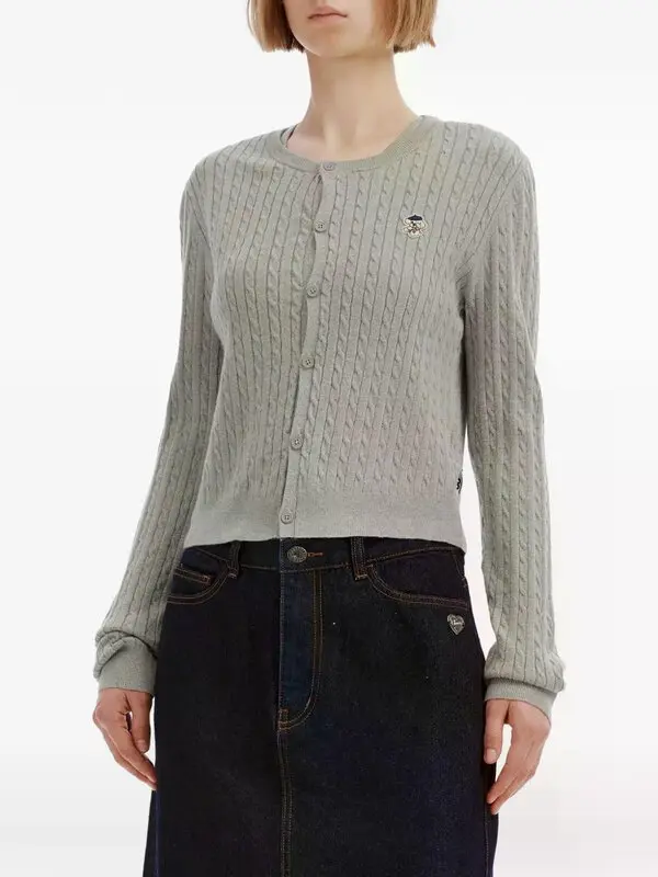 CHOCOOLATE Cable-knit Embroidered Cardigan