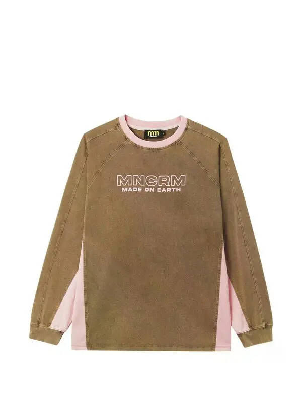 MINI CREAM Logo-print Panelled Sweater - Brown