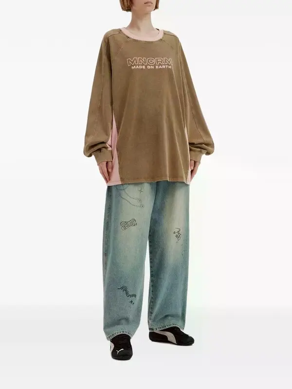 MINI CREAM Logo-print Panelled Sweater