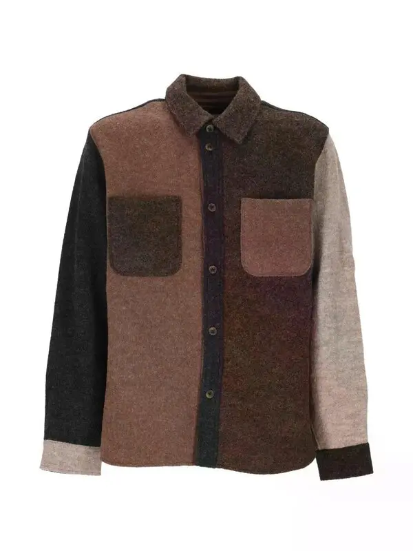 LES DEUX Colour-block Wool Overshirt