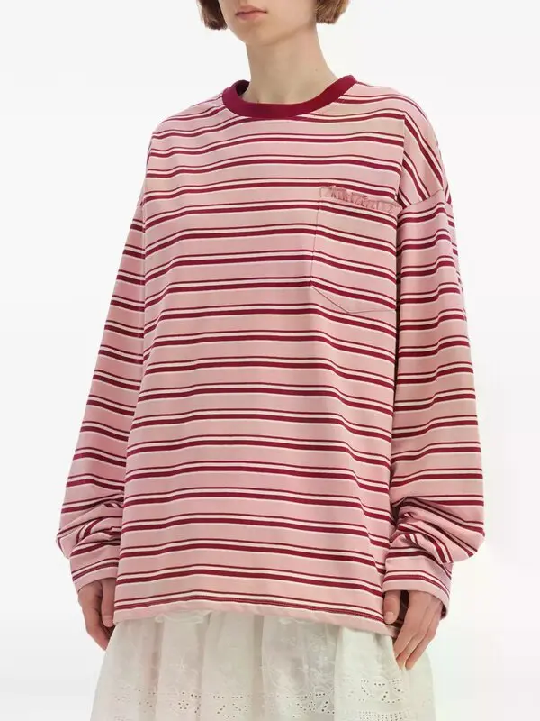 TOUT A COUP Horizontal Stripe Crewneck Long Sleeve T-shirt
