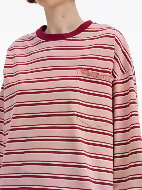 TOUT A COUP Horizontal Stripe Crewneck Long Sleeve T-shirt