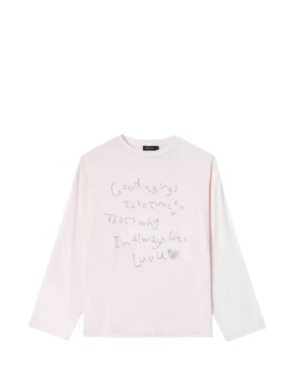 TOUT A COUP Slogan-print Long-sleeve T-shirt - Pink