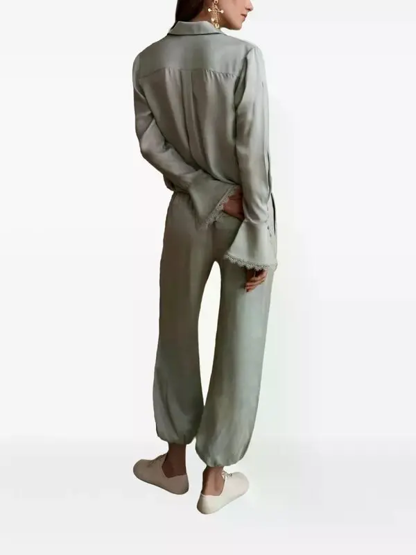 HEVRON Soraya Lace Trim Silk Shirt