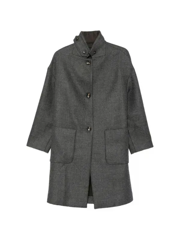 19.61 MILANO Button-up Funnel-neck Coat - Grey