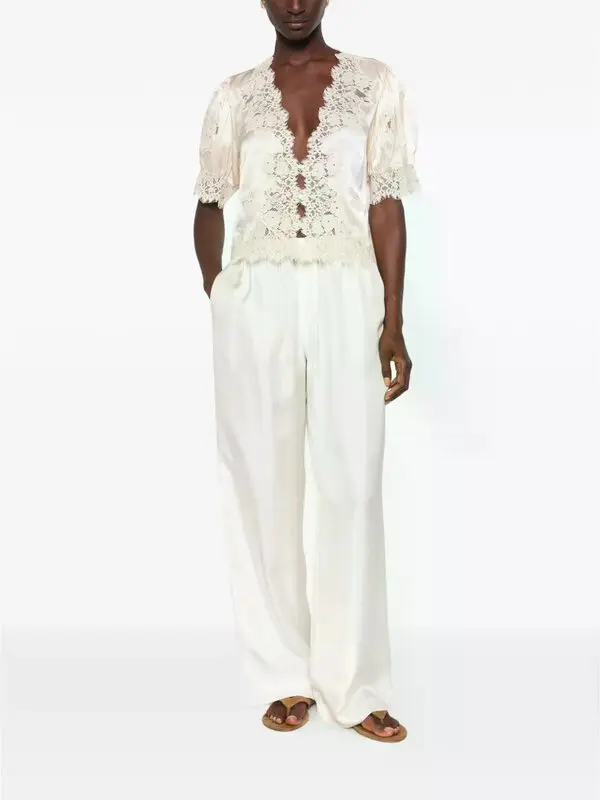 DÔEN Idella Lace-trimmed Top - Neutrals