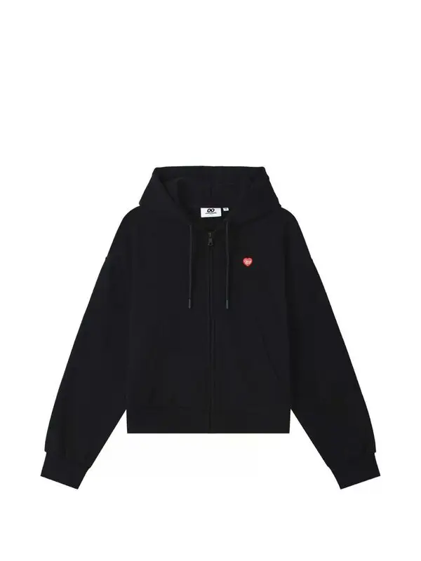 CHOCOOLATE Heart-patch Zip-up Hoodie - Black