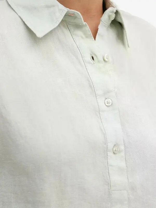 BENETTON Short Sleeve Linen Polo Shirt - Green