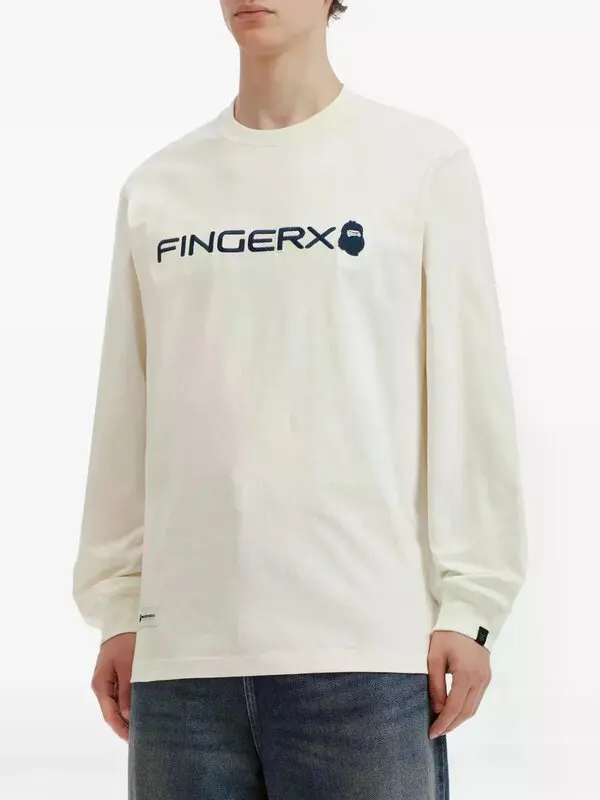 FINGERCROXX Logo-print Long-sleeve T-shirt - Neutrals