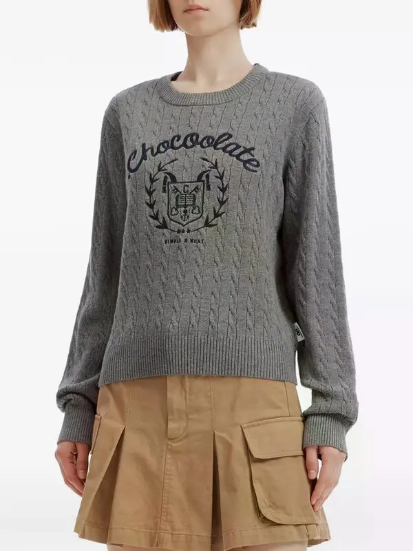 CHOCOOLATE Cable-knit Embroidered Sweater