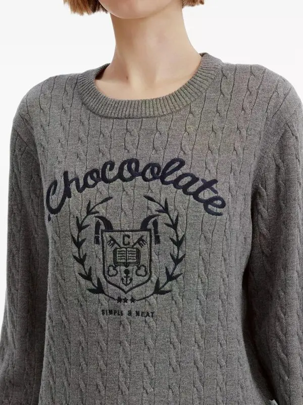 CHOCOOLATE Cable-knit Embroidered Sweater
