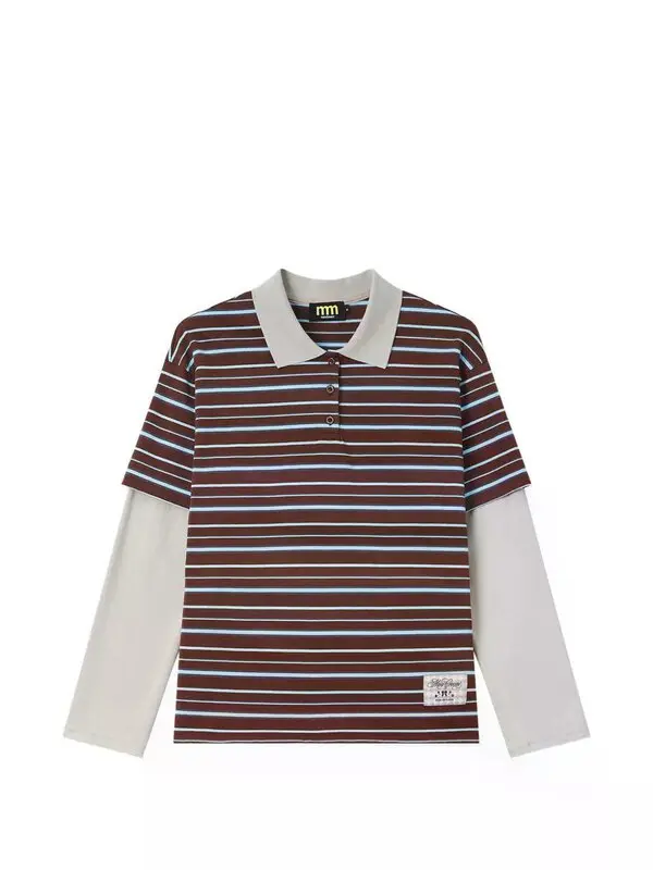 MINI CREAM Striped Double-sleeve Polo Shirt