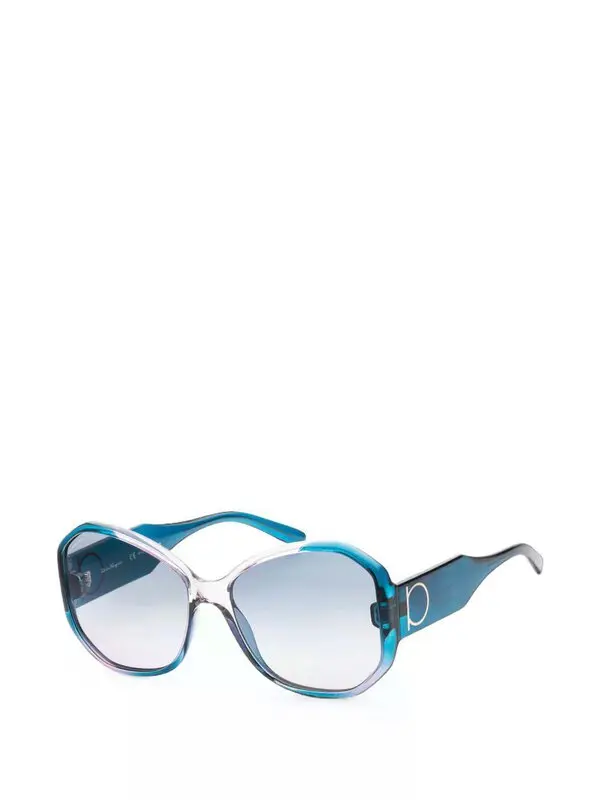 FERRAGAMO Gancini-detail Geometric-frame Sunglasses