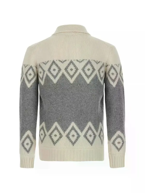 KANGRA Geometric-pattern Zip-up Cardigan