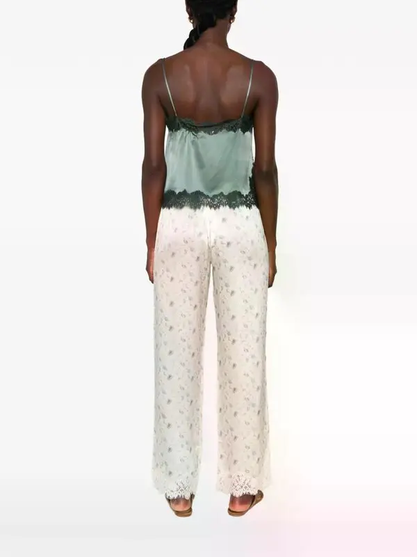 DÔEN Ava Laine Lace-trimmed Satin Top - Green