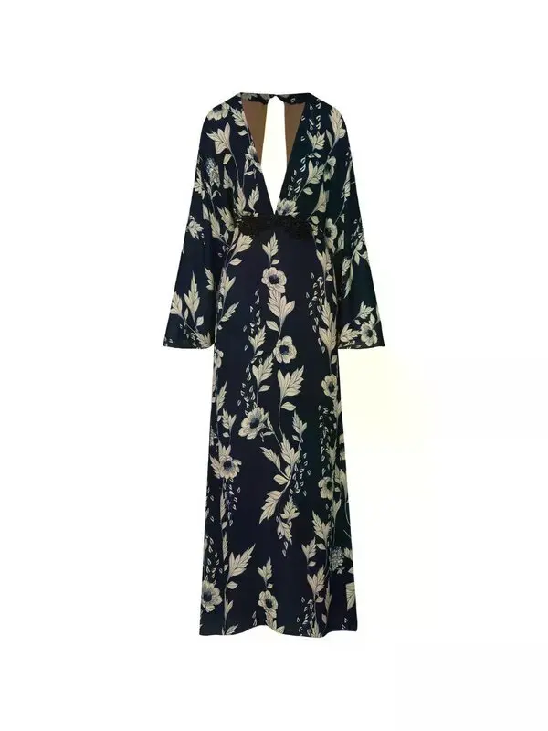 Johanna Ortiz Hibiscus Floral-print Silk Dress - Blue