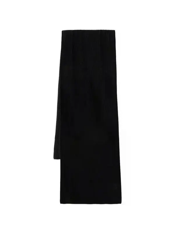 Marc O'polo Ribbed-knit Logo-embroidered Scarf - Black