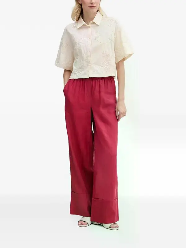 BENETTON Embroidered Cropped Shirt - Neutrals